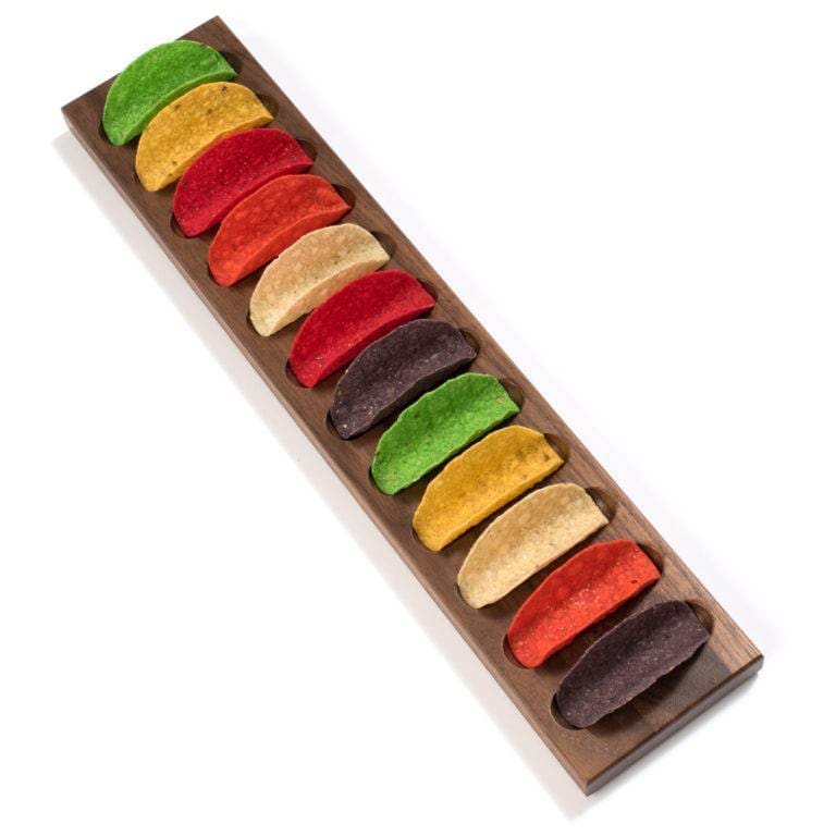 12 Spot Wood Mini Taco Tray - Order Mini Taco Shells