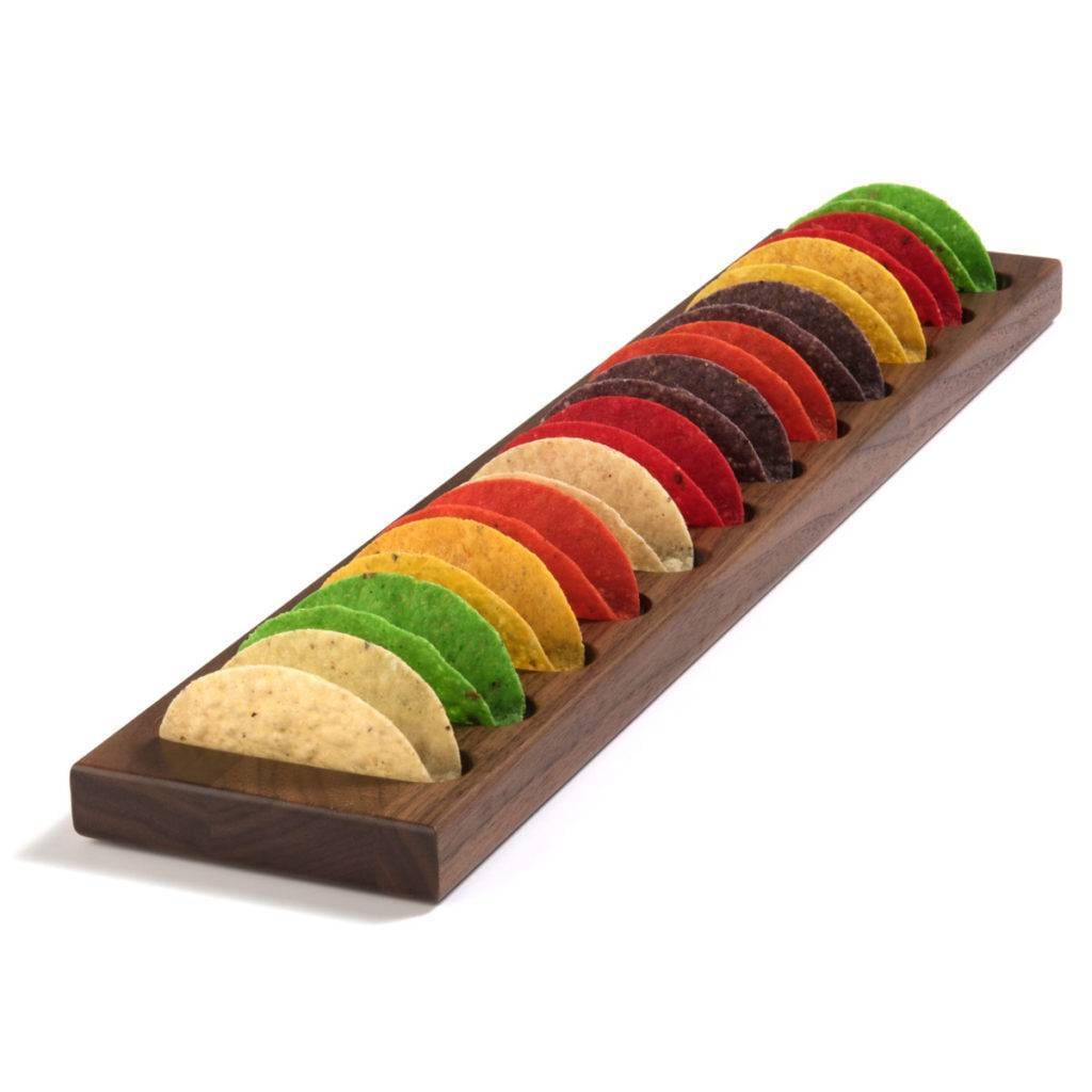 12 Spot Wood Mini Taco Tray - Order Mini Taco Shells