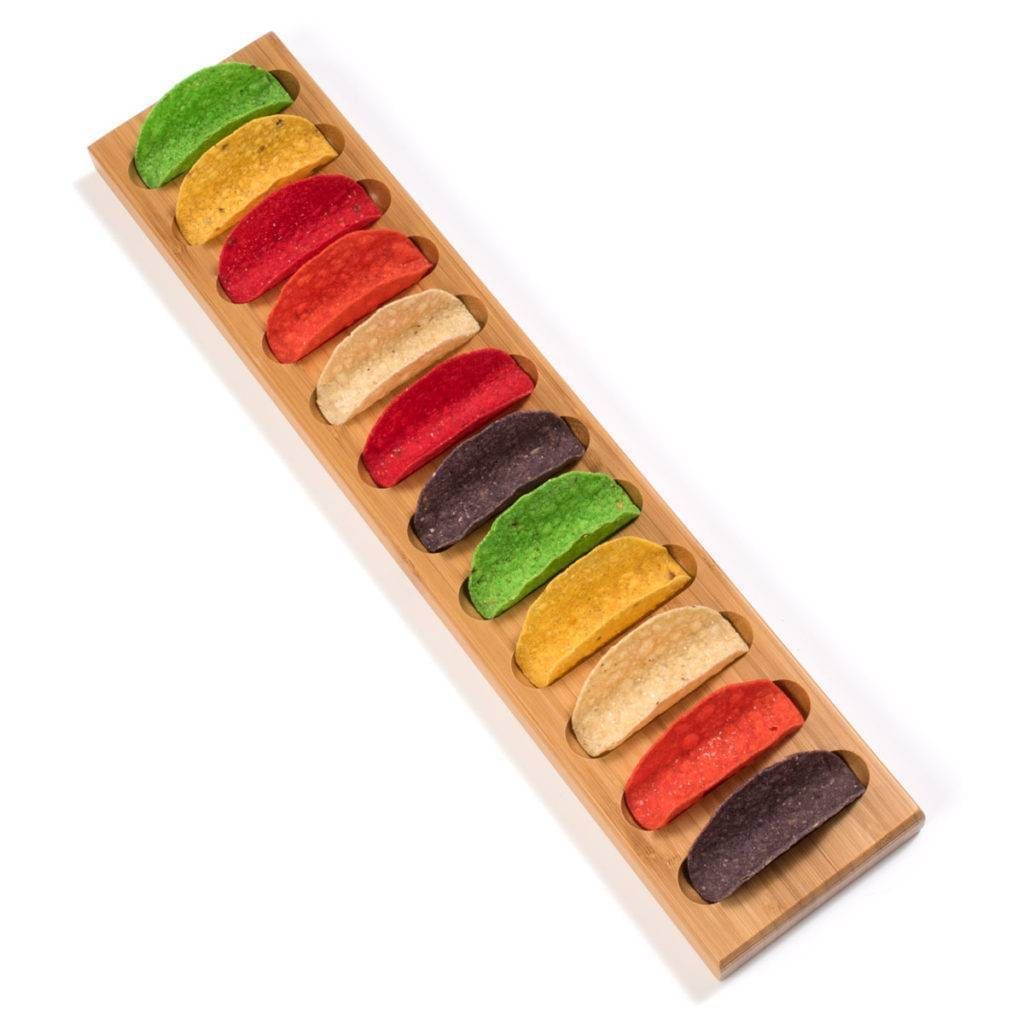 12 Spot Wood Mini Taco Tray - Order Mini Taco Shells
