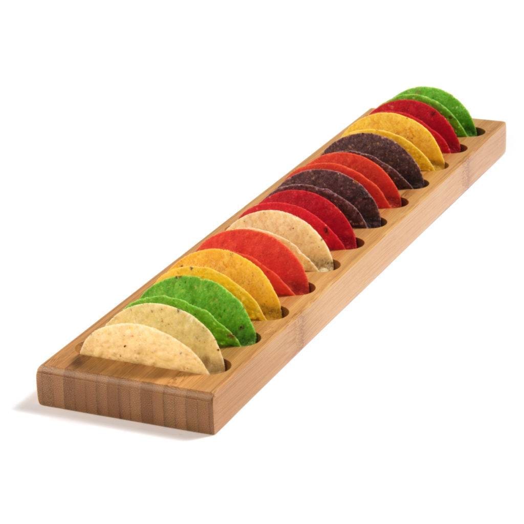 12 Spot Wood Mini Taco Tray - Order Mini Taco Shells